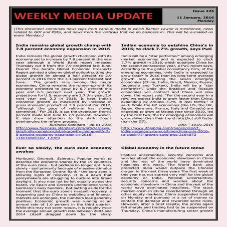 Weekly media update 11.01.2016