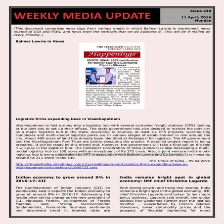 Weekly media update 11.04.2016
