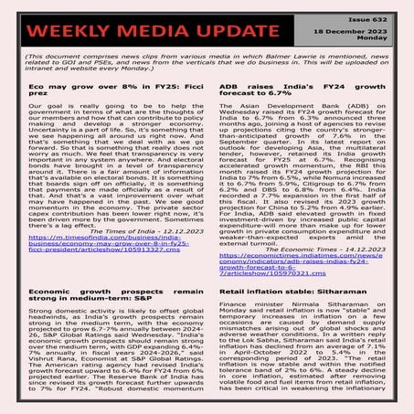 Weekly Media Update_18_12_2023 - news clips from various media in which ...