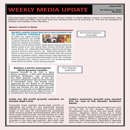 Weekly Media Update_19_02_2024. This document comprises news clips from ...