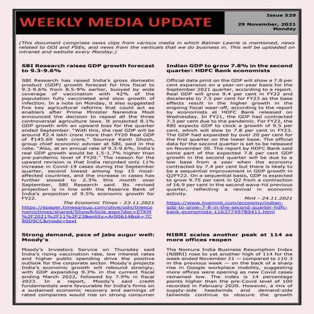 Weekly media update 29 11_2021 | PDF | Business | Business and Finance