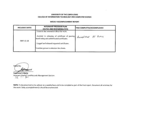 Sample of A logbook for Bachelor of Science in computer science ...