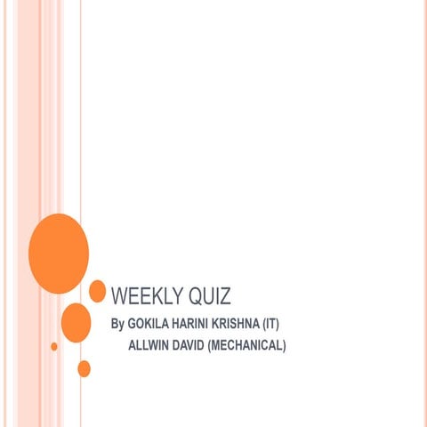 Weekly quiz - TCE quiz Club | PPTX