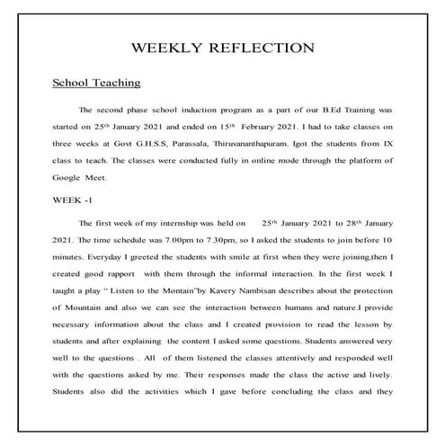 Weekly reflection | DOCX