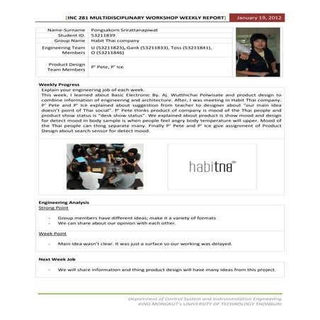 Weekly report template[1] | DOCX