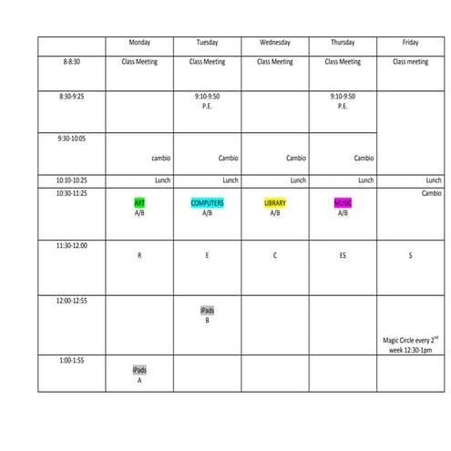 Weekly schedule of Grade 6 A and B | PPT