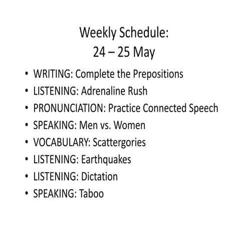 Weekly Schedule 24-27 May | PDF