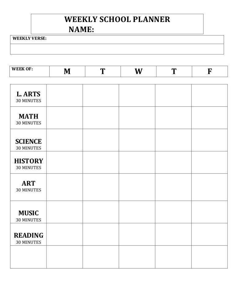 Weekly School Planner weekly-school-planner
