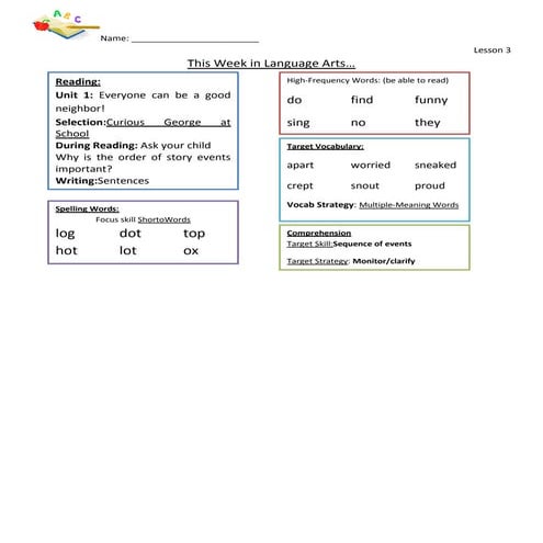 Weekly skills summary lesson 3-3 | DOCX
