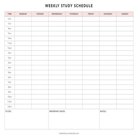 Weekly Study Schedule Pink With Times - Monday.pdf | National & Civic ...