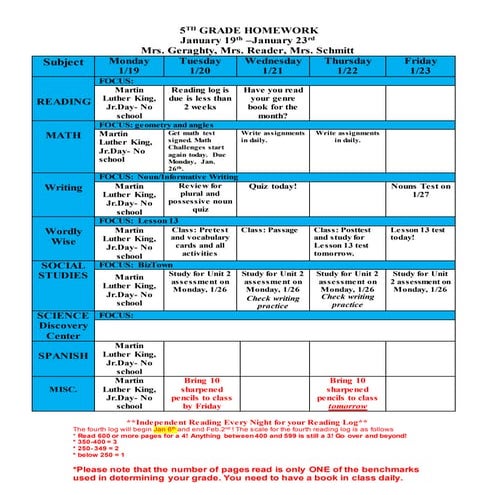 Week of January 19th | DOCX