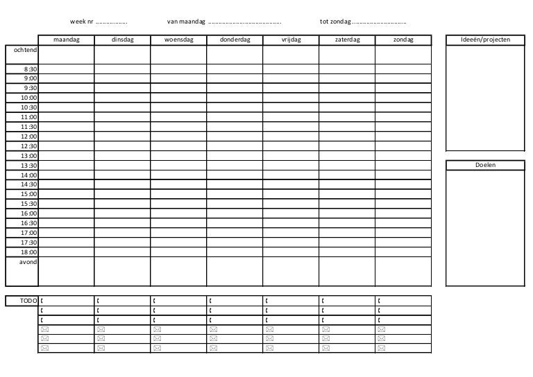 Weekplanner - Timemanagement - FLOW Netwerk Waalwijk