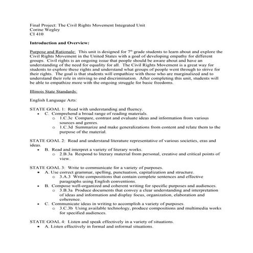 Integrated Civil Rights Movement Write-Up | PDF