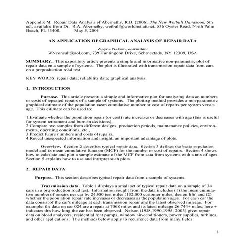 Graphical Analysis of Repair Data | DOC | Auto Repair | Automotive