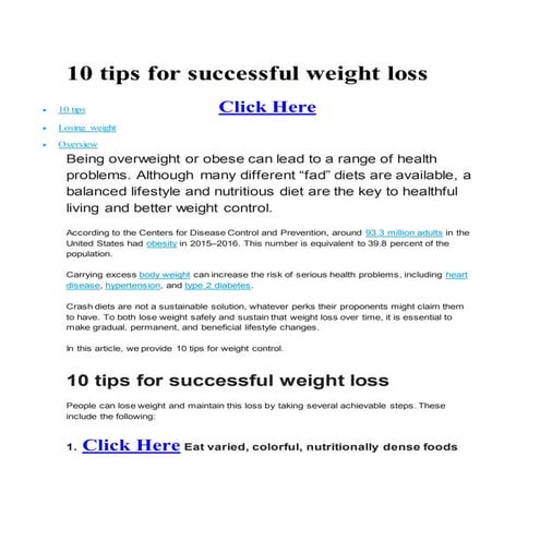 10 tips for successful weight loss | DOCX