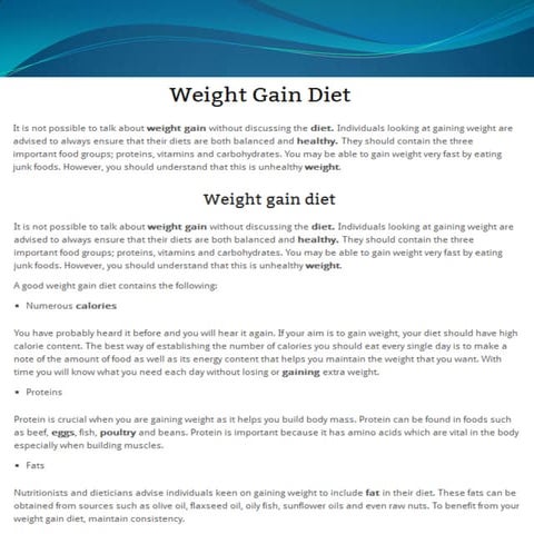 Weight gain | PPSX | Nutrition | Healthy Living