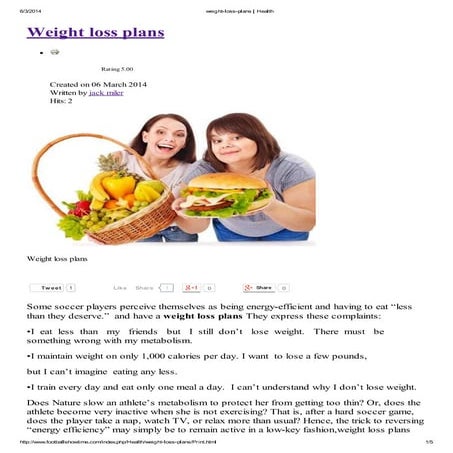 Weight loss plans | PDF | Fitness and Exercise | Healthy Living