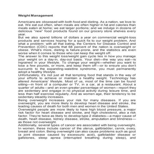 Weight Management | PDF