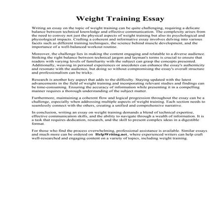 Weight Training Essay.pdf | Gardening | Home & Garden