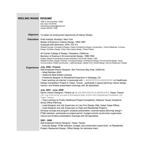 Weiling Wang Resume | PDF | Drawing and Sketching | Arts and Crafts