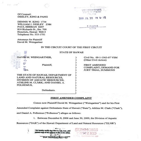 Weingartner first amended complaint | PDF | Law