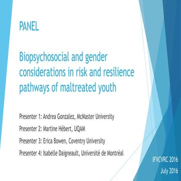 Wekerle CIHR Team - Biopsychosocial and Gender Considerations in Risk ...