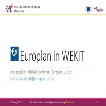 Wekit Horizon2020 project partner presentation by Europlan UK ltd | PPT