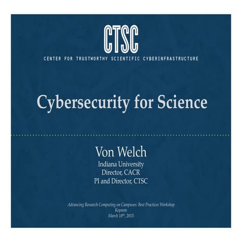 Cybersecurity for Science | PDF