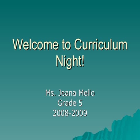 Welcome To Curriculum Night | PPT