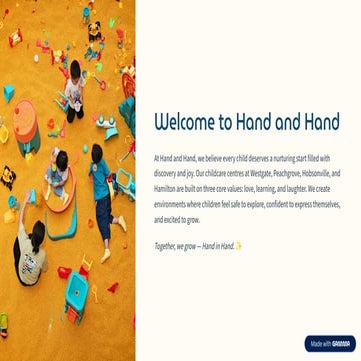 Welcome-to-Hand-and-Hand early learning centre | PDF