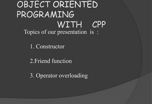 Constructor Operator Overloading Friend Function Ppt 2098