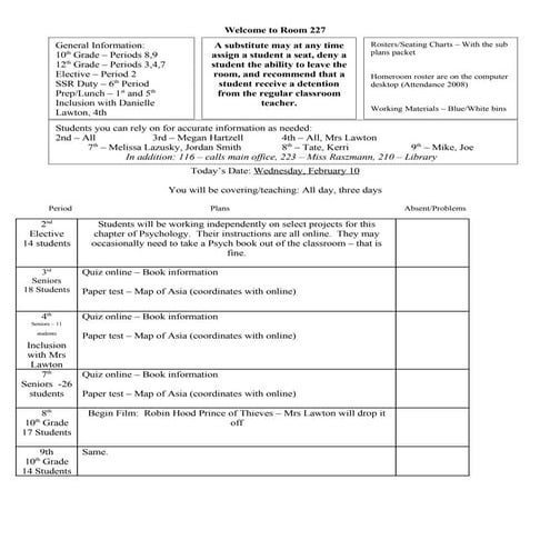 Welcome To Room 227 | PDF