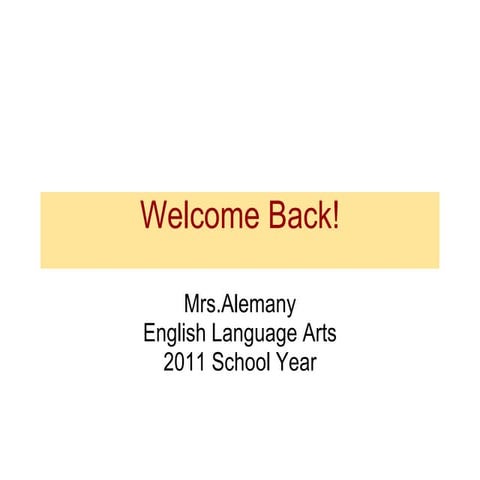 Welcome back | PPT