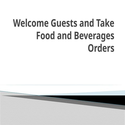Sequence Of Service- Restaurants | PPT