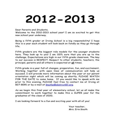 Welcome letter | DOCX