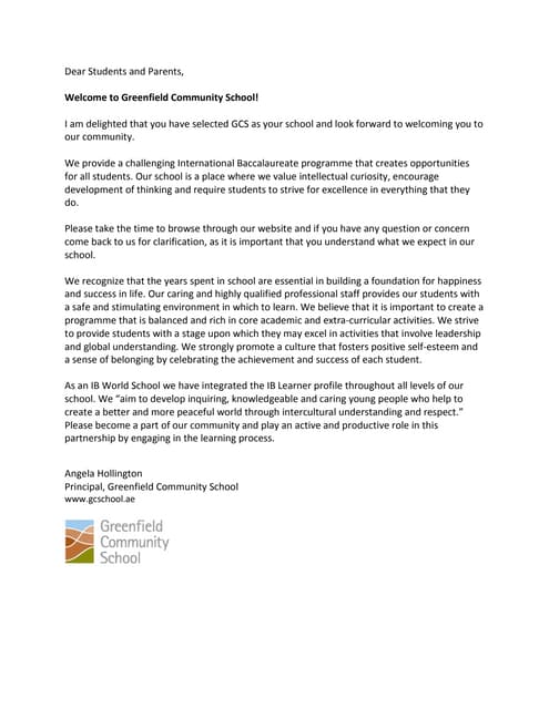 Welcome letter 2016-17 | PDF
