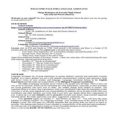 Welcome pack Language Assistants | PDF