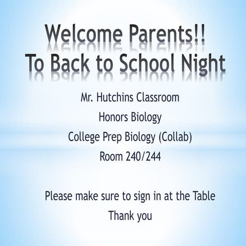 Welcome parents!! | PPT
