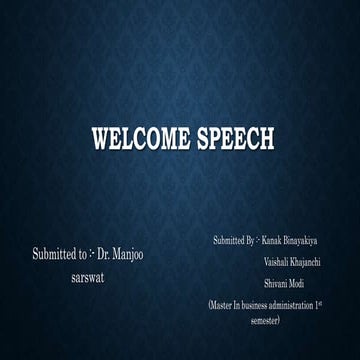 Welcome speech | PPTX