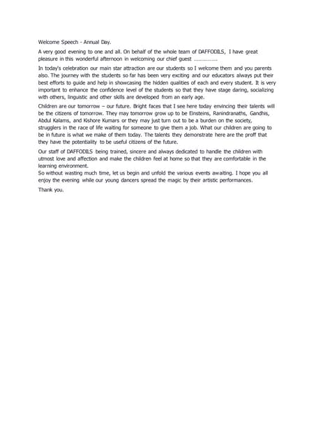 emcee / mc Opening speech example | DOC