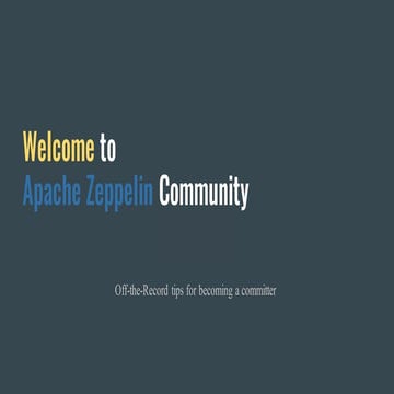 Welcome to Apache Zeppelin Community | PDF