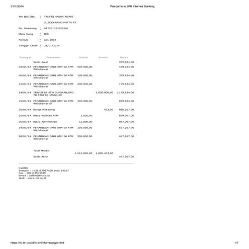 Welcome to bri internet banking | PDF | Credit Cards | Personal Debt