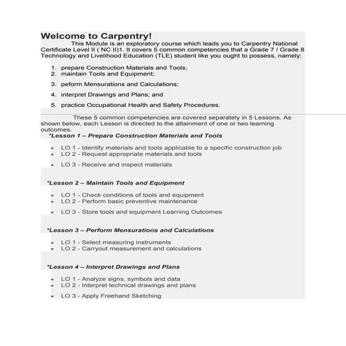 Welcome to carpentry | DOC