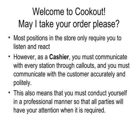 Welcome to Cookout! | PPT