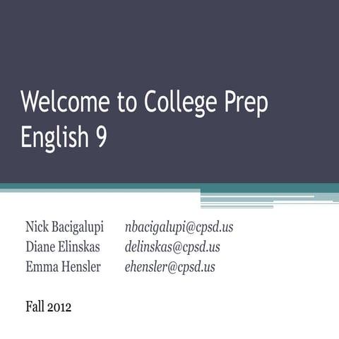 Welcome to cp english 9 open house presentation | PPTX