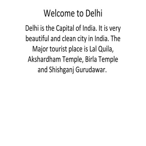 Welcome to delhi | PPT