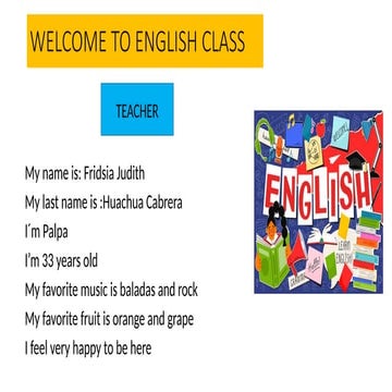WELCOME TO ENGLISH CLASS.pptx ok trabajo de gles | PPTX
