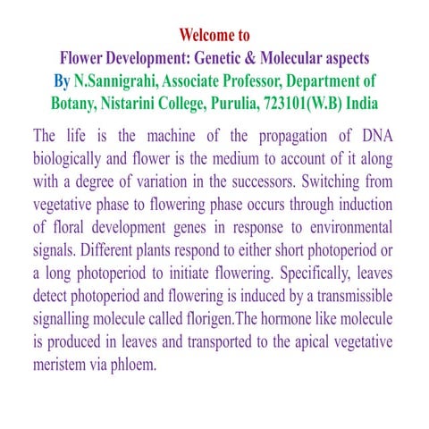 Welcome to flower development -Genetic & Molecular aspects | PDF