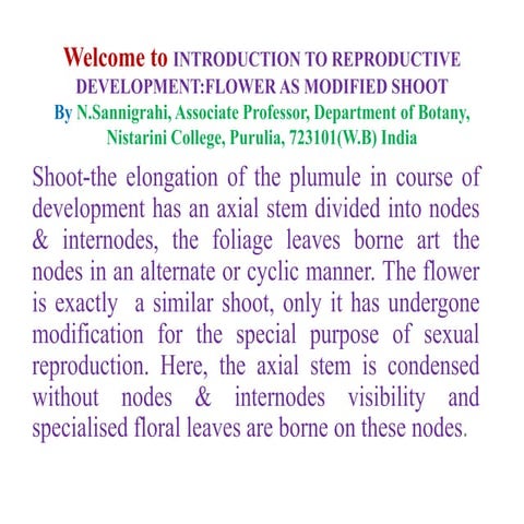 Welcome to introduction to reproductive development of plant | PDF