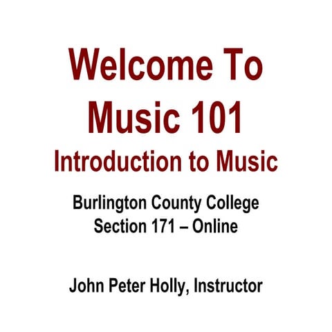 Welcome to Music 101 | PPT